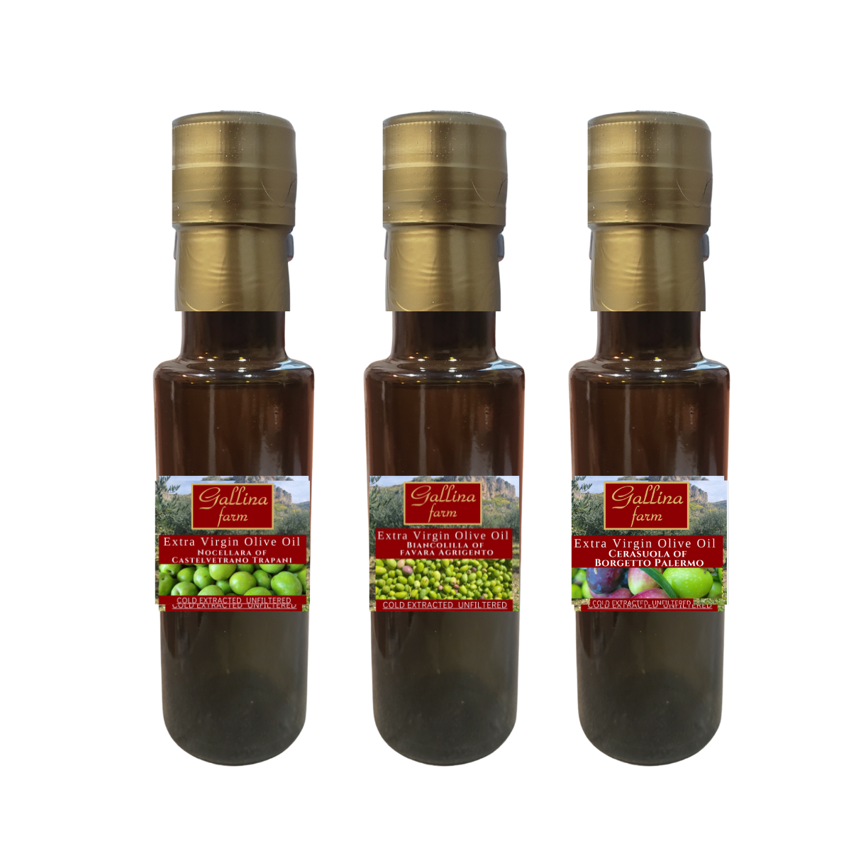 Sample Extra Virgin Olive Oil Collection 100 ml – Gallina Fine Foods